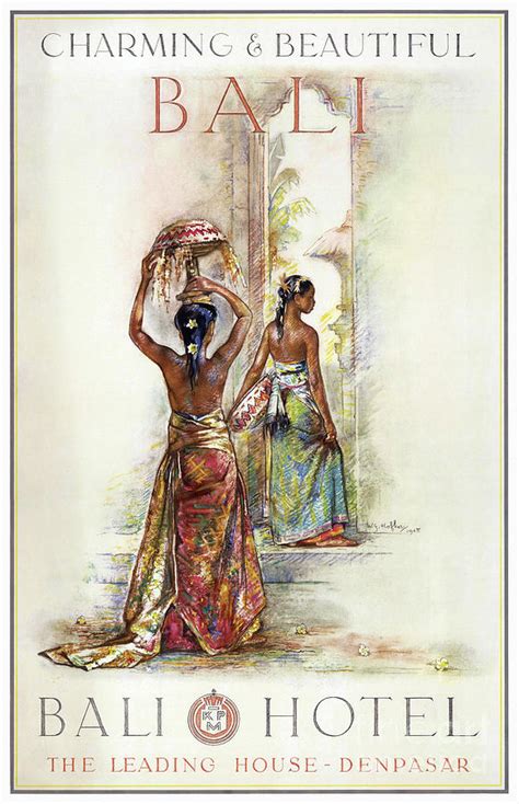 Indonesia Bali Vintage Travel Poster Restored Drawing By Vintage