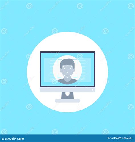 face recognition scan vector icon stock vector illustration of