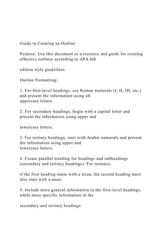 Guide To Creating An Outline Purpose Use This Document As Docx