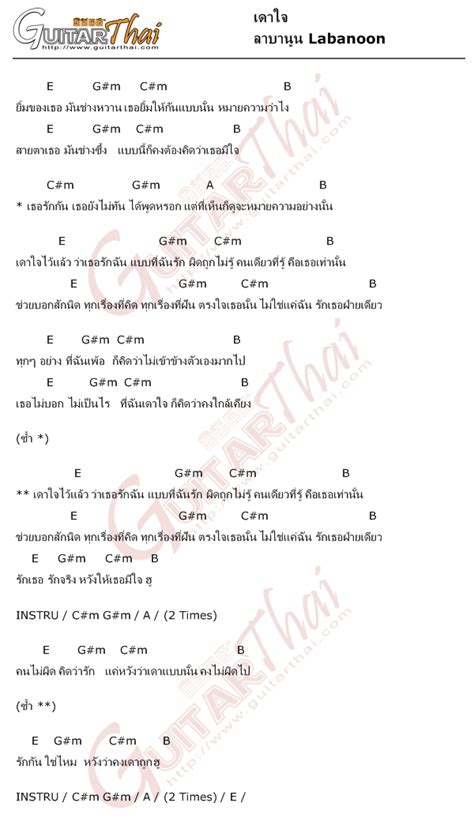 คอร์ด เดาใจ ลาบานูน Labanoon คอร์ดเพลง กีตาร์
