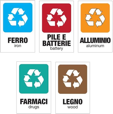 Kamiustore Pack Di Cartelli Adesivi X Cm Raccolta Differenziata Rifiuti Speciali