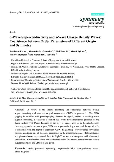 Pdf Article D Wave Superconductivity And S Wave Charge Density Waves Coexistence Between