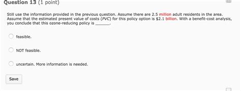 Solved Question 11 1 Point If PVB PVC For A Given Policy Chegg Com