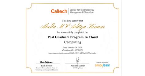 M V Aditya Kumar Akella On Linkedin Post Graduate Program In Cloud