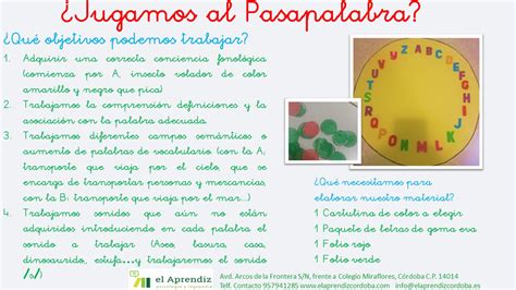 JUGAMOS A PASAPALABRA BENEFICIOS PARA NIÑOS El Aprendiz