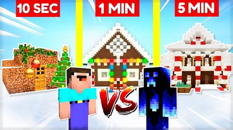 NOOB vs PRO STAVÍ VÁNOČNÍ DŮM za 10 SEC 1 MIN 5 MIN v Minecraftu YouTube