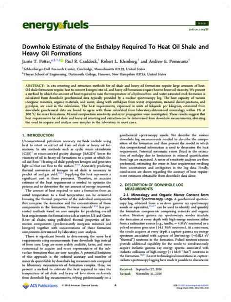 Pdf Downhole Estimate Of The Enthalpy Required To Heat Oil Shale And Heavy Oil Formations