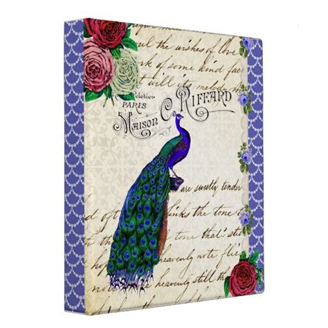 Vintage Peacock Collage Binder Zazzle Vintage Collage Binder Design