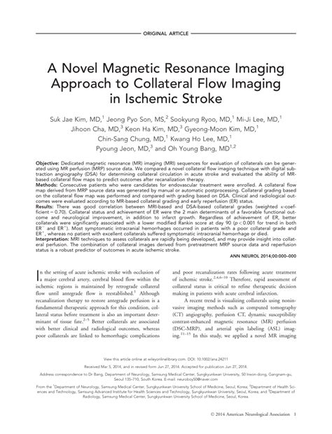 Pdf A Novel Magnetic Resonance Imaging Approach To Collateral Flow