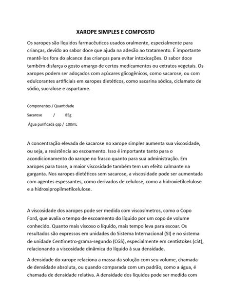 Xarope Laboratorio Pdf Xarope