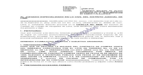 Demanda De Nulidad Acto JurÍdico Pdf Document