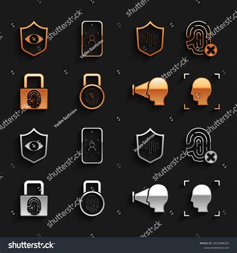 Set Fingerprint Lock Rejection Fingerprint Face Stock Vector Royalty Free 2313396127