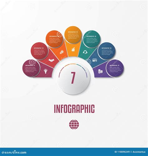 elements infographics conceptual cyclic processes for 7 position stock