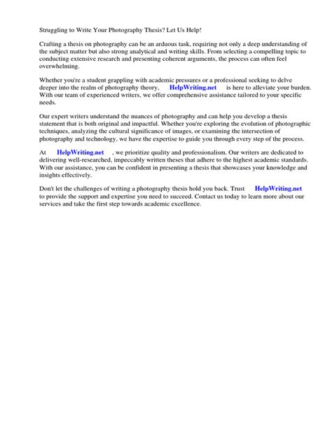 Photography Thesis Statement Examples Pdf Essays Thesis