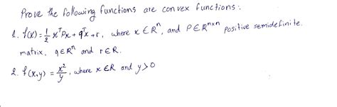 Prove The Following Functions Are Convex Functions Chegg