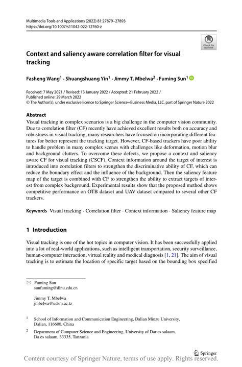 context and saliency aware correlation filter for visual tracking