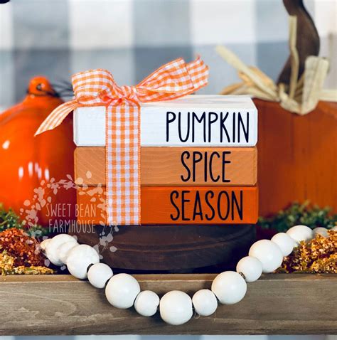 Pumpkin Spice Season Book Stack Fall Book Stack Fall Tiered Tray Decor