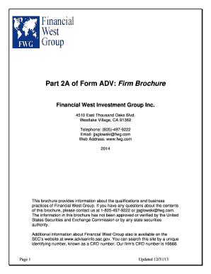 Fillable Online Part 2A Of Form ADV Firm Brochure Financial West