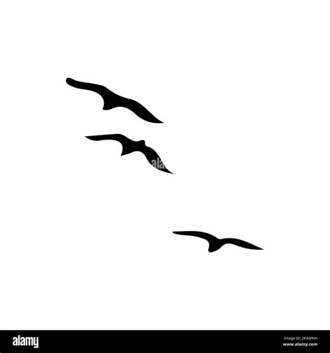 A Hand Drawn Flock Of Flying Birds Monochrome Bird Silhouettes Stock