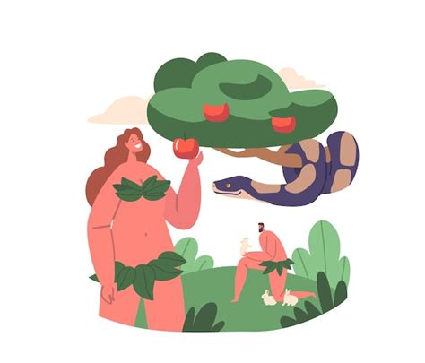 Premium Vector Biblical Story Adam And Eve Lapse From Virtue Evil