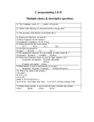 C Question Bank PDF