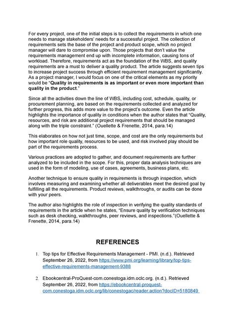 Capstone Requirement Management For Every Project One Of The Initial Steps Is To Collect The