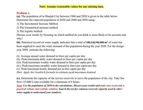 solved note assume reasonable values for any missing data