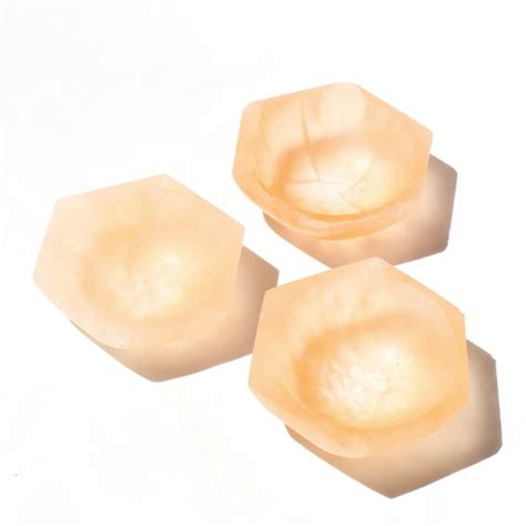 Orange Selenite Hexigon Bowl Crystal Charger Jewelry Holder T Gem