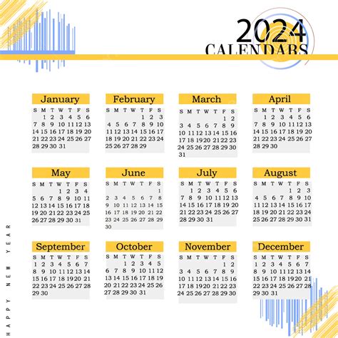 2024 Yellow Calendar Simple Desk Calendar Vector 2024 Calendar Simple Png And Vector With