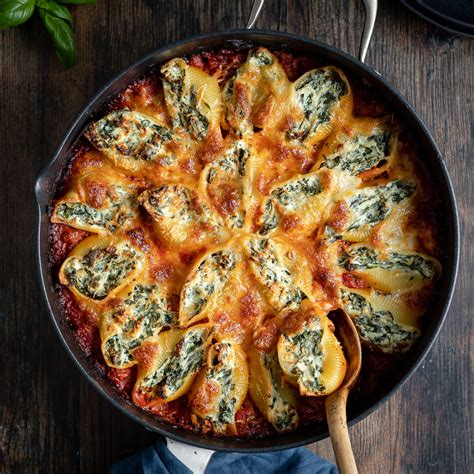 Gumbo Stuffed Shells With Spinach And Ricotta