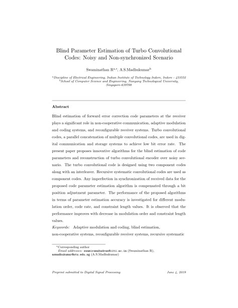 pdf blind parameter estimation of turbo convolutional codes noisy