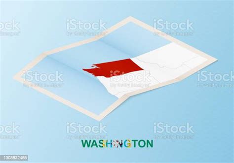 Carte En Papier Pliée De Washington Avec Les Pays Voisins Dans Le