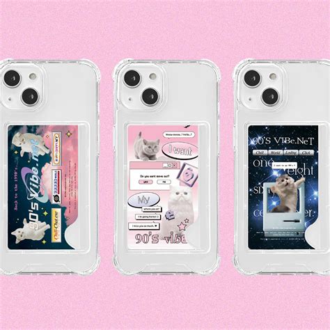 [빠른배송] 카드탱크 레트로 시리즈 캣사이트 심플 아이폰케이스 카드지갑 수납 풀커버 젤리 투명 실리콘 Y2k 아이폰 11