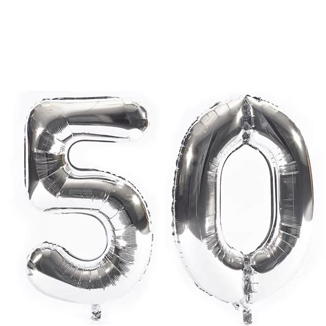 Buy Age 50 Giant Foil Helium Numeral Balloons Silver Deflated For
