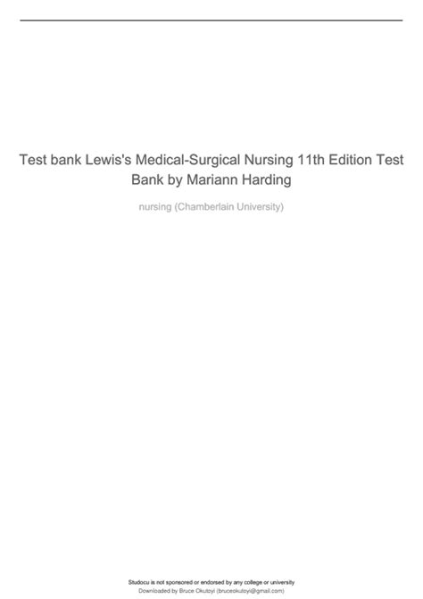 Test Bank Lewis S Medical Surgical Nursing Th Edition Nursing Stuvia US