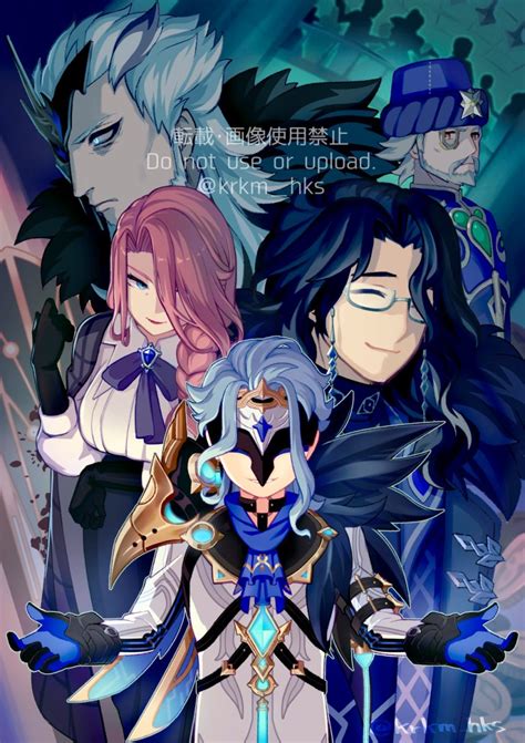 Dottore Pantalone Pierro Crucabena And Azar Genshin Impact Drawn