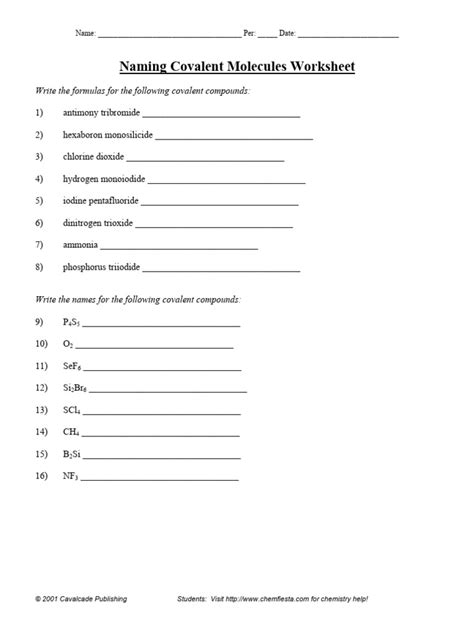 Naming Covalent Compounds 1 Pdf