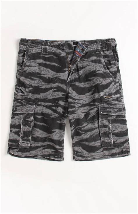 Hurley Riley Black Gray Urban Tiger Camo Camouflage Mens Cargo Shorts