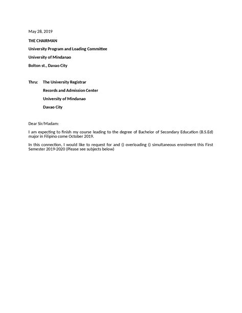 Application Letter And Body Of Letter Docsity