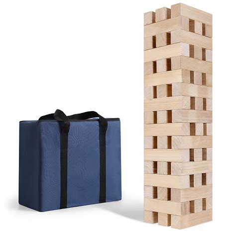 Fugocen Giant Jumbling Tower Party Game Wood Blocks With Carry Bag For