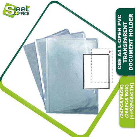 CBE A4 L OPEN PVC TRANSPARENT DOCUMENT HOLDER 24PCS PACK 288PCS BOX
