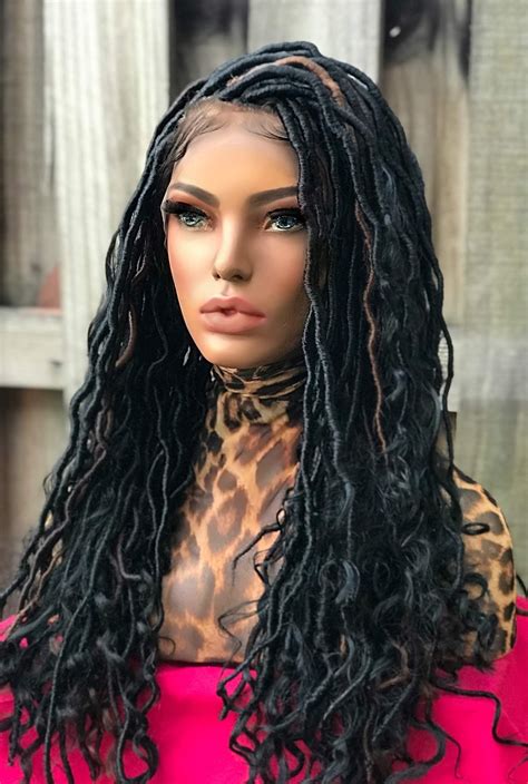 18 22 Bohemian Wavy Faux Locs Lacefront Wig 12 Crochet · Adena360