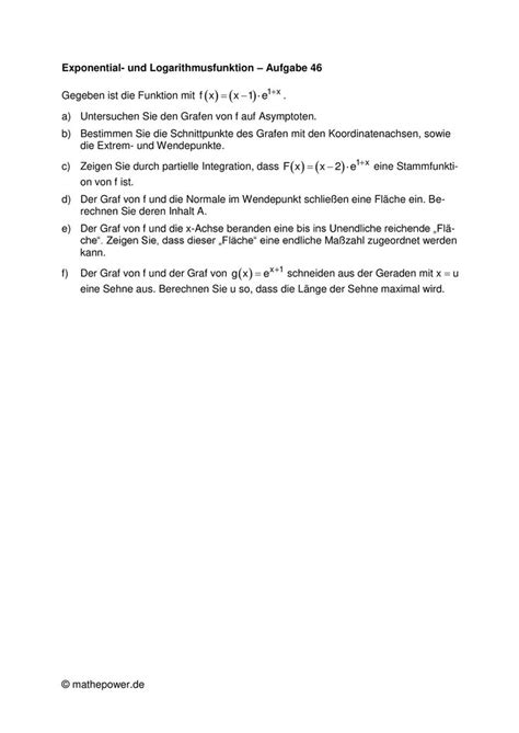Exponential Und Logarithmusfunktion 46 Unterrichtsmaterial Im Fach Mathematik