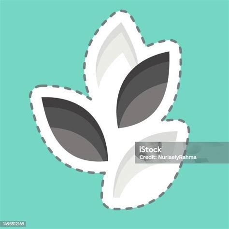 Garis Stiker Memotong Daun Teh Terkait Dengan Simbol Teh Desain