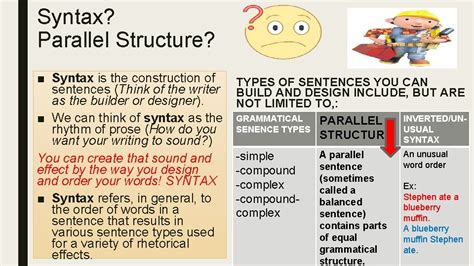 syntax and parallel structure mini lesson syntax parallel