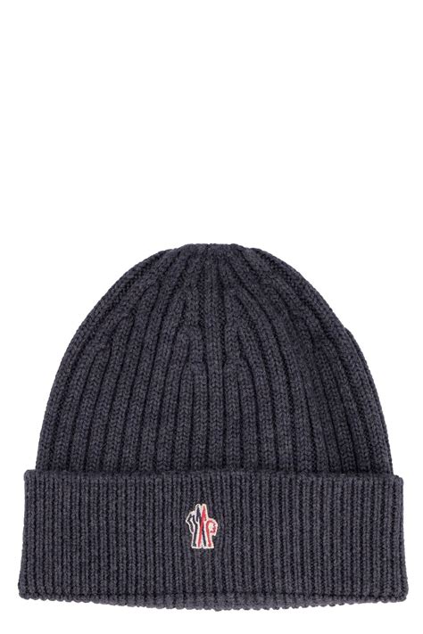 Moncler Ribbed Knit Beanie Grey Editorialist