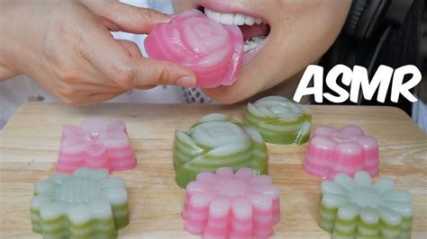 Asmr ขนมชั้น Thai Layer Sweet Cake Soft Squishy Eating Sounds No