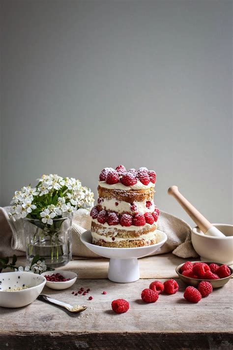 Mini Raspberry And Sesame Cake With Tahini Frosting