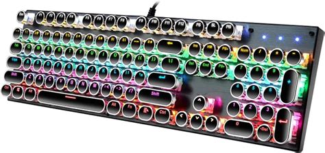 Teclado Para Juegos Estilo Retro Punk Teclado Mecánico Azul Con 9
