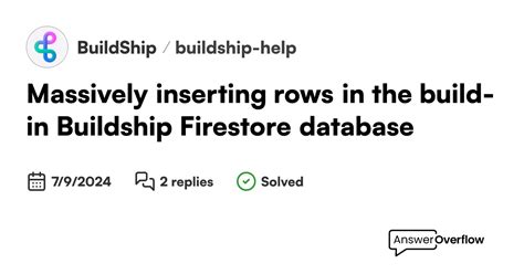 Massively Inserting Rows In The Build In Buildship Firestore Database Buildship